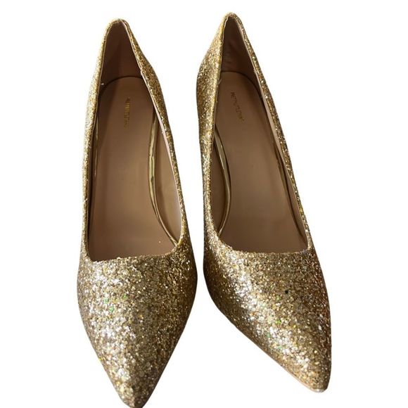 PrettyLittleThing | Shoes | Pretty Little Things Gold Glitter Heels ...